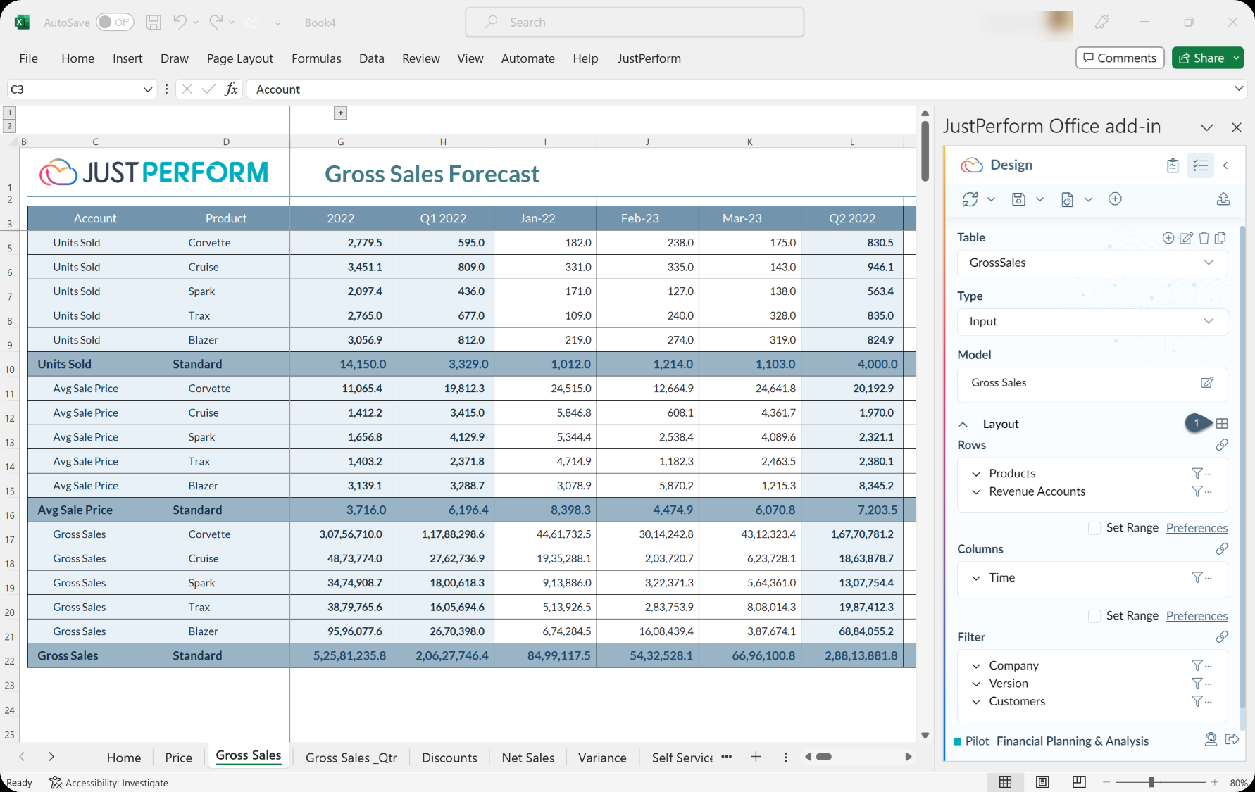 Stories Design Pane: Layout – JustPerform